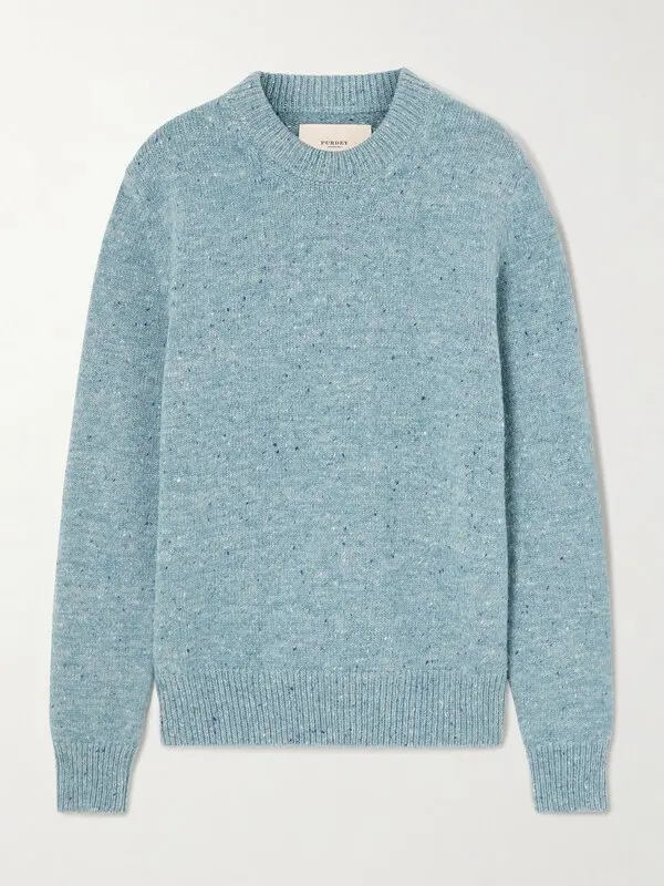 Purdey Dorton Donegal Wool And Cashmere-blend Sweater - Blue