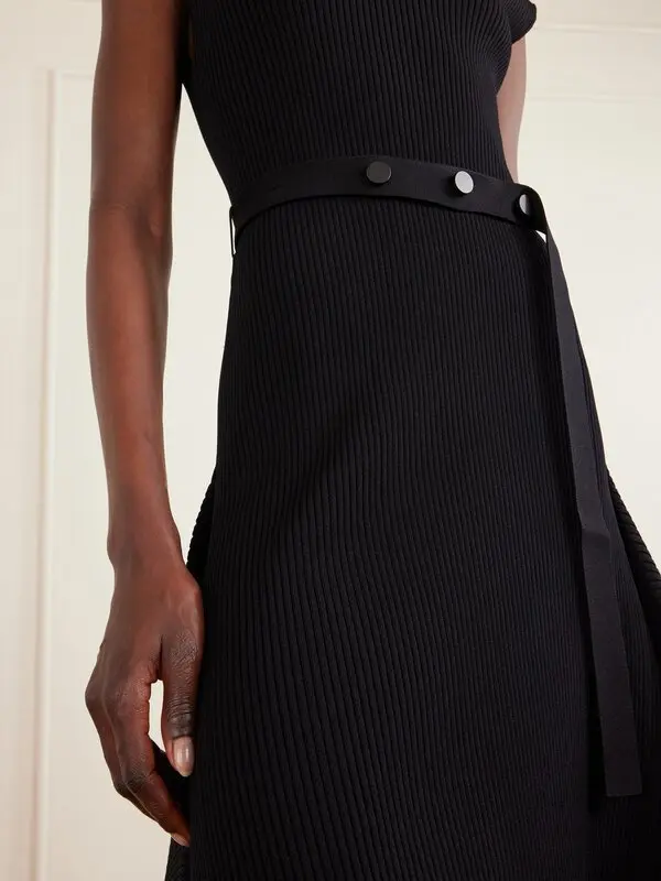 Proenza Schouler Artemis Belted Ribbed-knit Midi Dress - Black