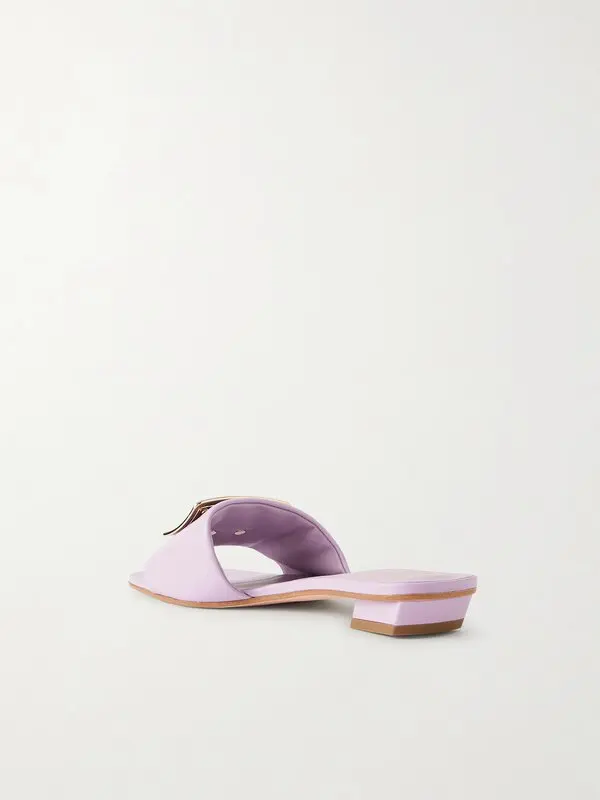 ROGER VIVIER 20 Buckled Padded-leather Mules - Purple