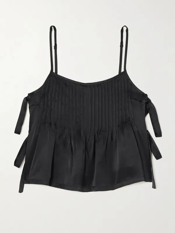 R13 Cropped Tie-detailed Pintucked Camisole