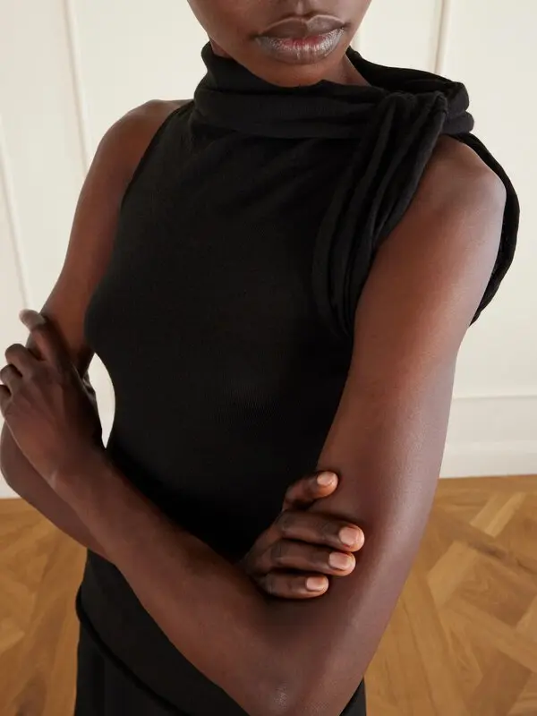 Rick Owens Draped Wool Turtleneck Top