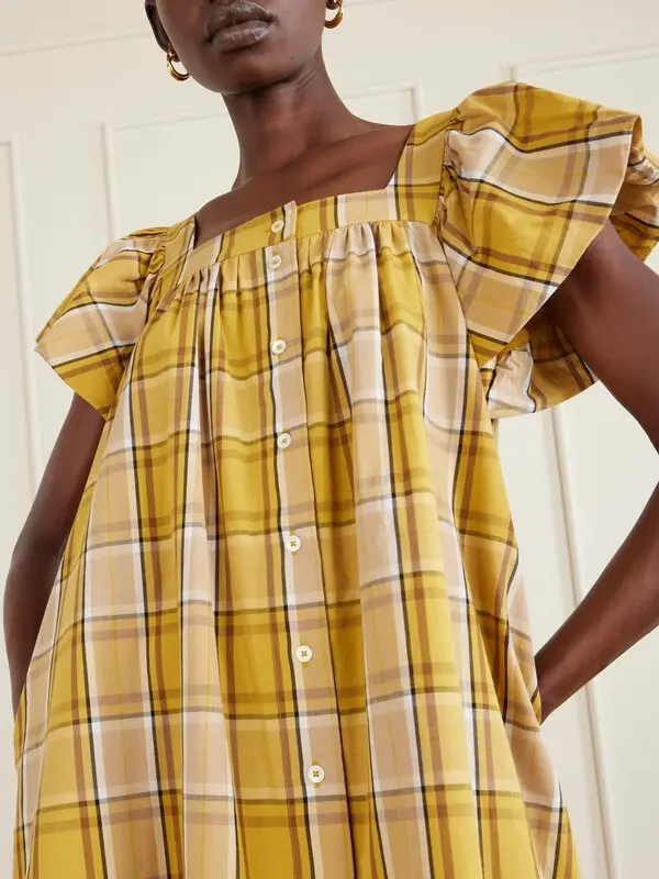 Sea Copeland Plaid Cotton-poplin Mini Dress