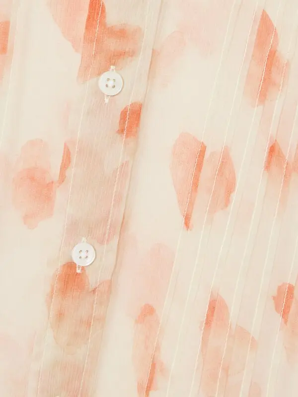R13 Pintucked Printed Silk Shirt