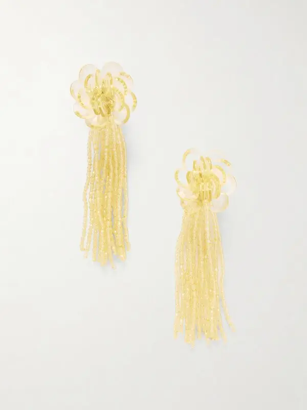 Oscar De La Renta Flower Chandelier Gold-tone Earrings - Yellow