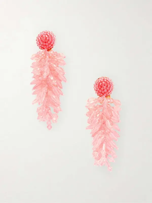 Oscar De La Renta Cluster Tasseled Clip Earrings - Pink