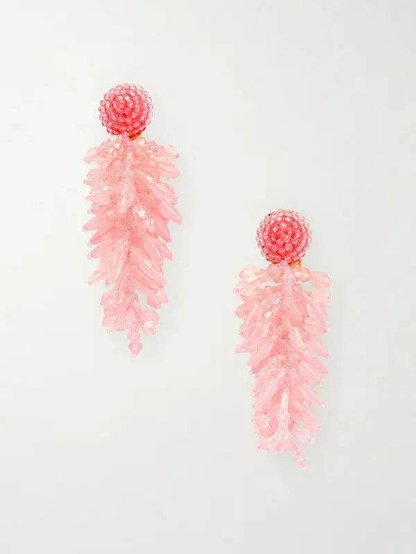 Oscar De La Renta Cluster Tasseled Clip Earrings - Pink