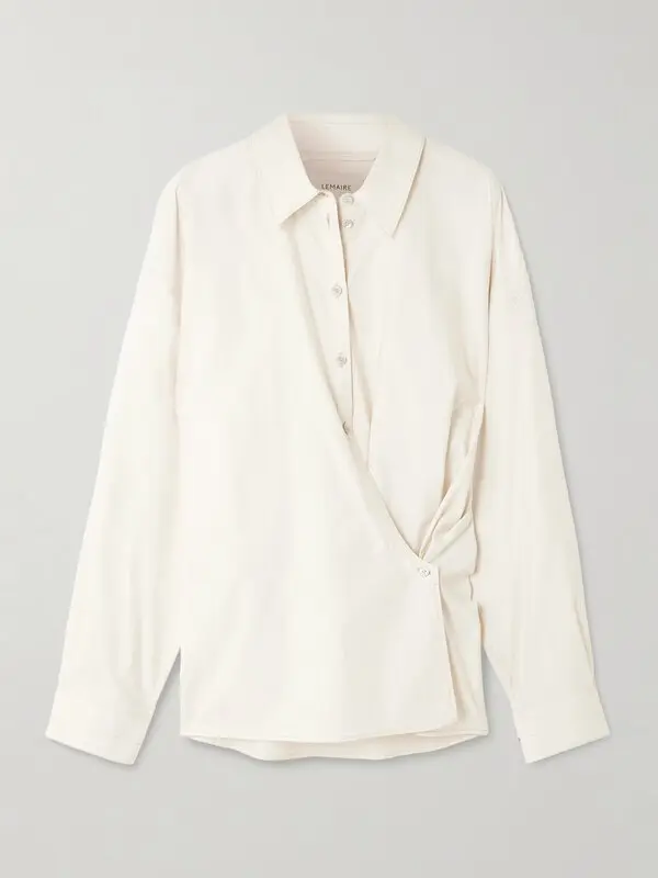 LEMAIRE Twisted Cotton And Silk-blend Poplin Wrap Shirt - Neutrals