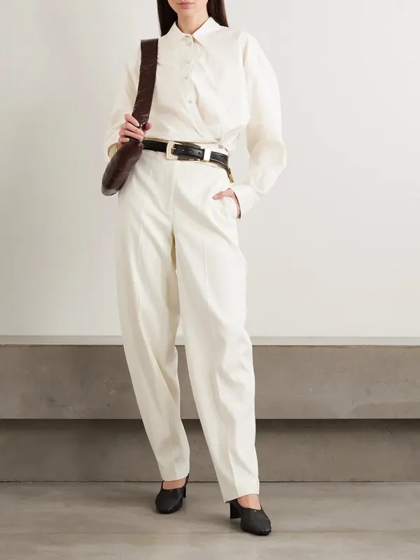 LEMAIRE Twisted Cotton And Silk-blend Poplin Wrap Shirt - Neutrals