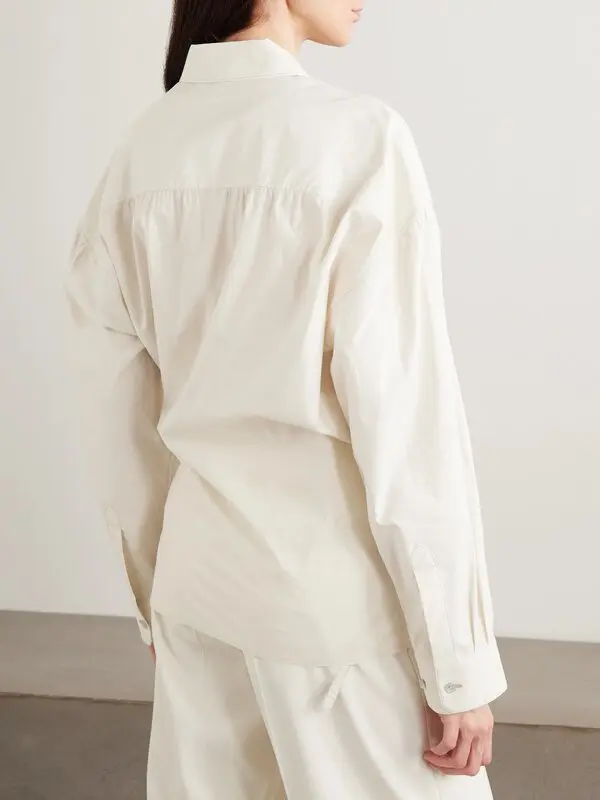 LEMAIRE Twisted Cotton And Silk-blend Poplin Wrap Shirt - Neutrals