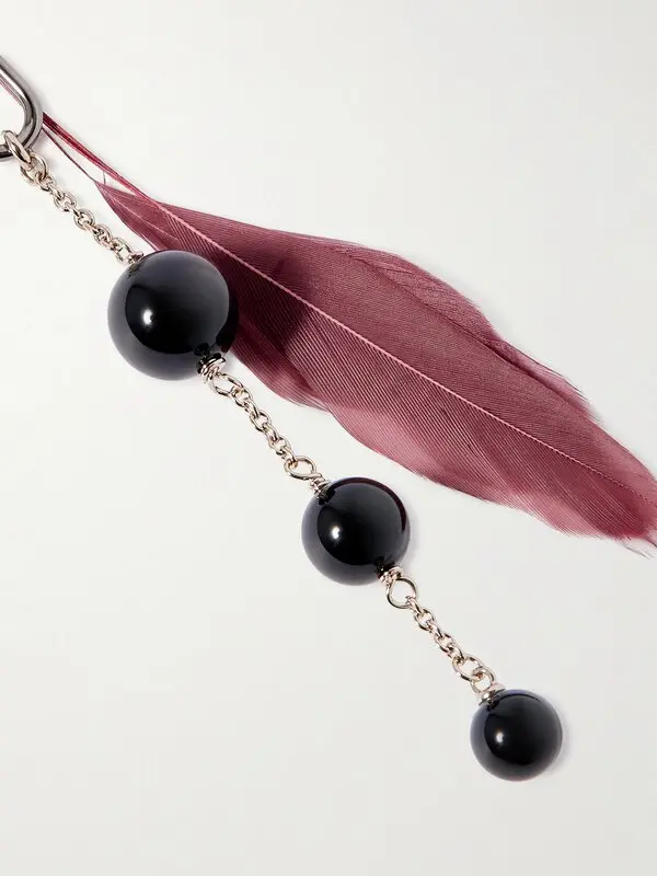 LEMAIRE Dot Onyx And Feather Single Earring - Black