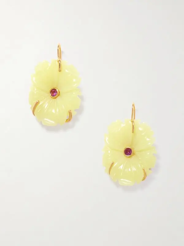 LIZZIE FORTUNATO Gold-plated Jade And Rhodolite Earrings - Yellow