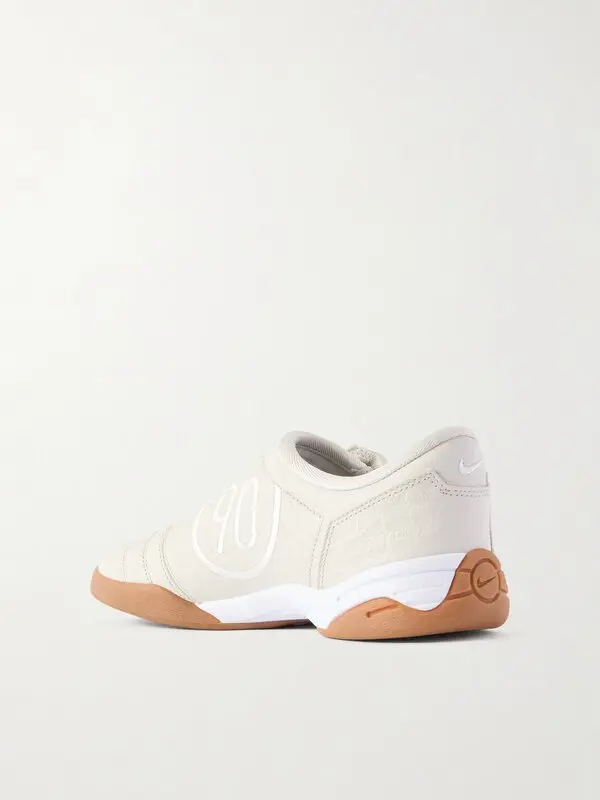 Nike T90 Embroidered Croc-effect Leather Sneakers - Neutrals