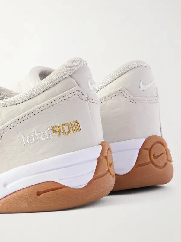 Nike T90 Embroidered Croc-effect Leather Sneakers - Neutrals