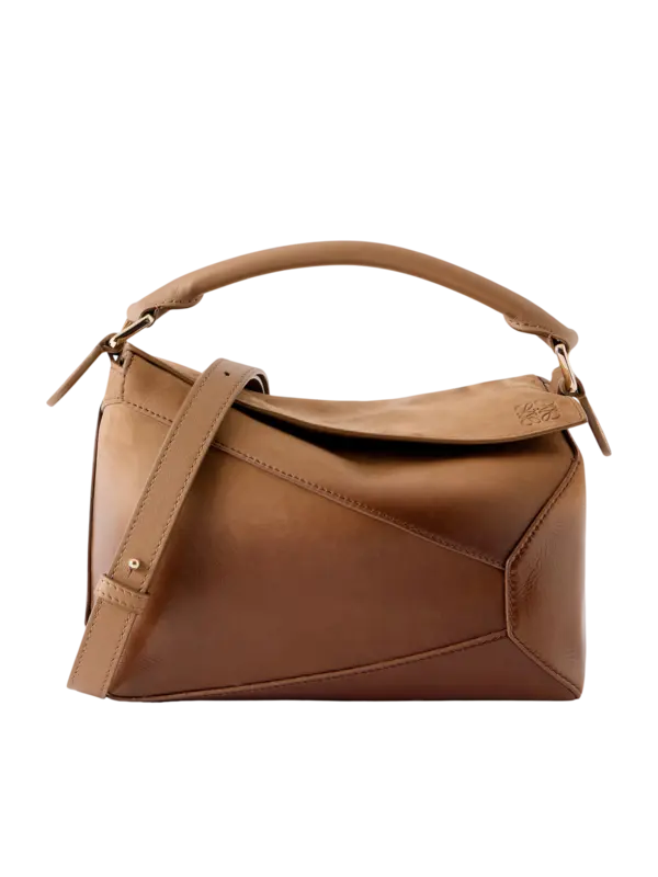 Loewe Puzzle Edge Small Patent-nubuck Shoulder Bag - Brown