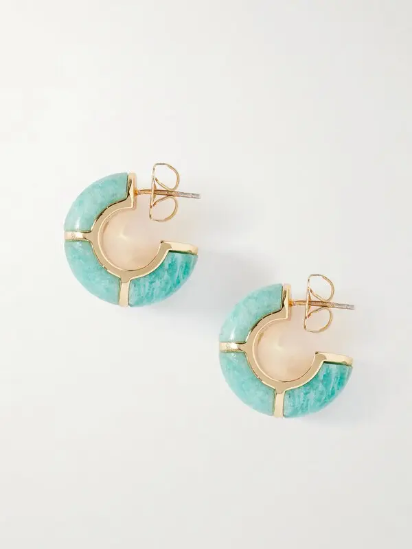 LIZZIE FORTUNATO Zellige Gold-plated Amazonite Hoop Earrings - Blue