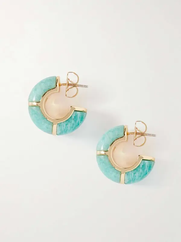 LIZZIE FORTUNATO Zellige Gold-plated Amazonite Hoop Earrings - Bright Blue