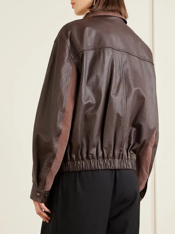 LEMAIRE Suede-trimmed Leather Jacket - Brown