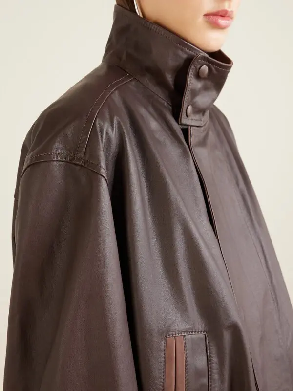 LEMAIRE Suede-trimmed Leather Jacket - Brown