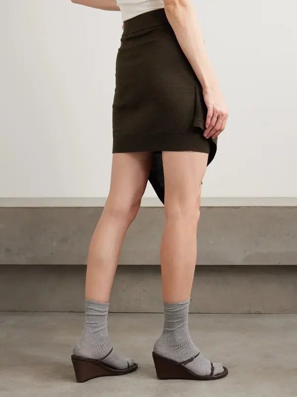 LEMAIRE Asymmetric Draped Wool-blend Skirt - Brown