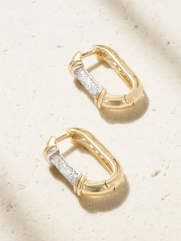 L’ATELIER NAWBAR L'atelier Nawbar Lock 18-karat Diamond Hoop Earrings - Gold