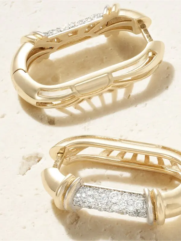 L’ATELIER NAWBAR Lock 18-karat Diamond Hoop Earrings