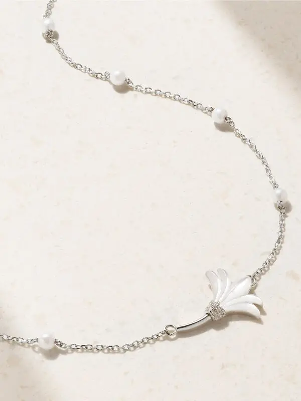 L’ATELIER NAWBAR L'atelier Nawbar Psychedeliah 18k White Diamond And Mother-of-pearl Necklace - Gold