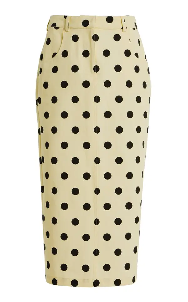 Françoise Tina Polka-dot Cotton Midi Skirt - Print