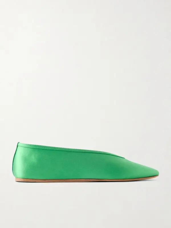 Le Monde Beryl Luna Satin Ballet Flats - Green