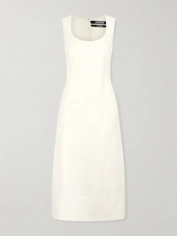 Jacquemus Tablier Linen-blend Midi Dress - Neutrals
