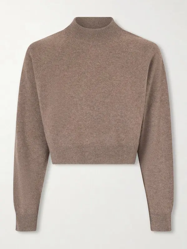 JIL SANDER Cropped Wool And Cashmere-blend Sweater - Brown