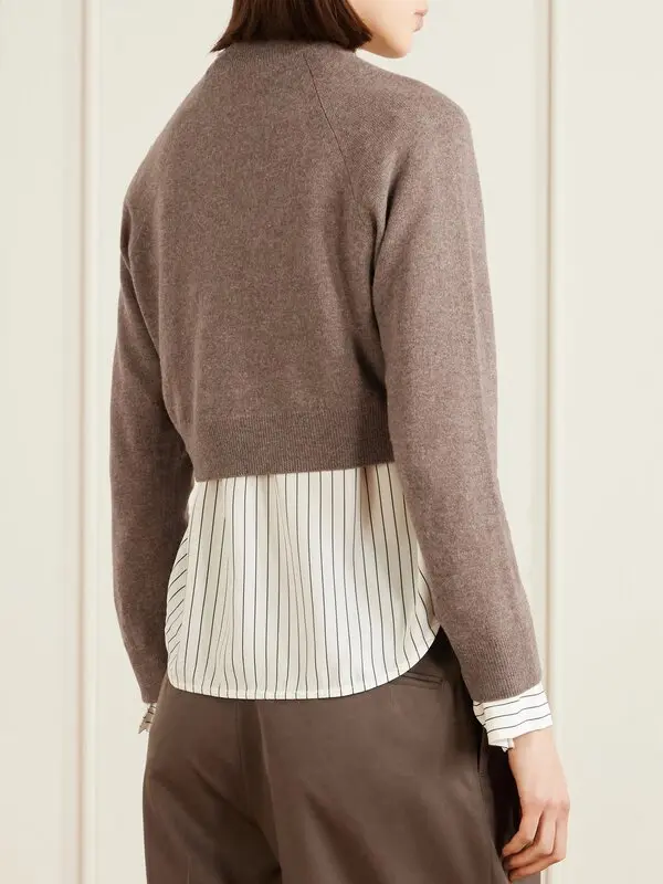 JIL SANDER Cropped Wool And Cashmere-blend Sweater - Brown