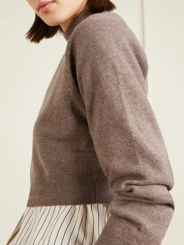 JIL SANDER Cropped Wool And Cashmere-blend Sweater - Brown