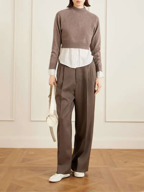 JIL SANDER Cropped Wool And Cashmere-blend Sweater - Light Brown