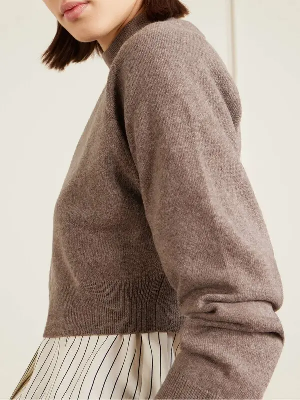 JIL SANDER Cropped Wool And Cashmere-blend Sweater - Light Brown