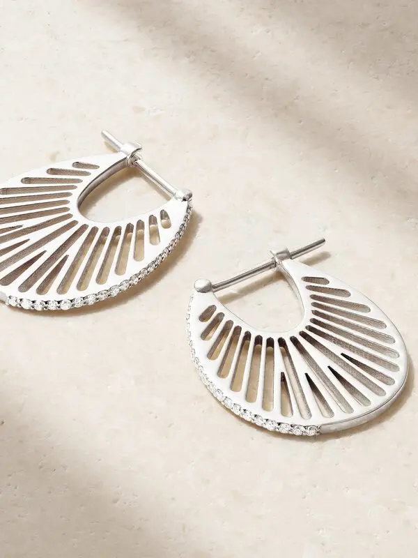 L’ATELIER NAWBAR Flat Ray Diamond Hoop Earrings
