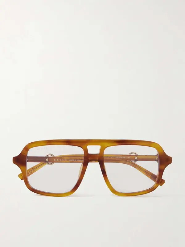 Gucci Aviator-style Acetate Optical Glasses - Tortoiseshell