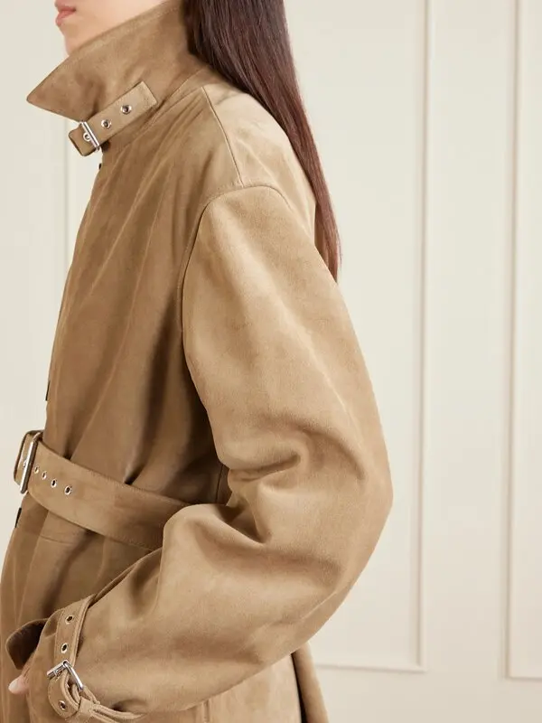 FRAME Belted Suede Trench Coat