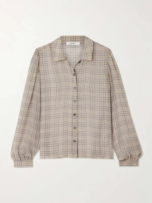FRAME Plaid Silk-chiffon Shirt
