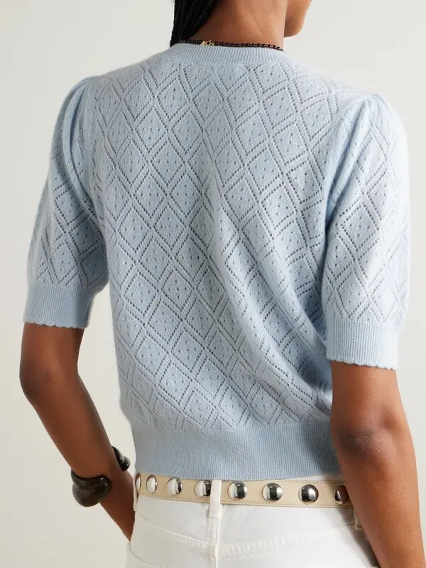 FRAME Pointelle-knit Cashmere Cardigan
