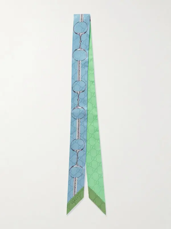 Gucci Printed Silk-twill Jacquard Scarf - Green