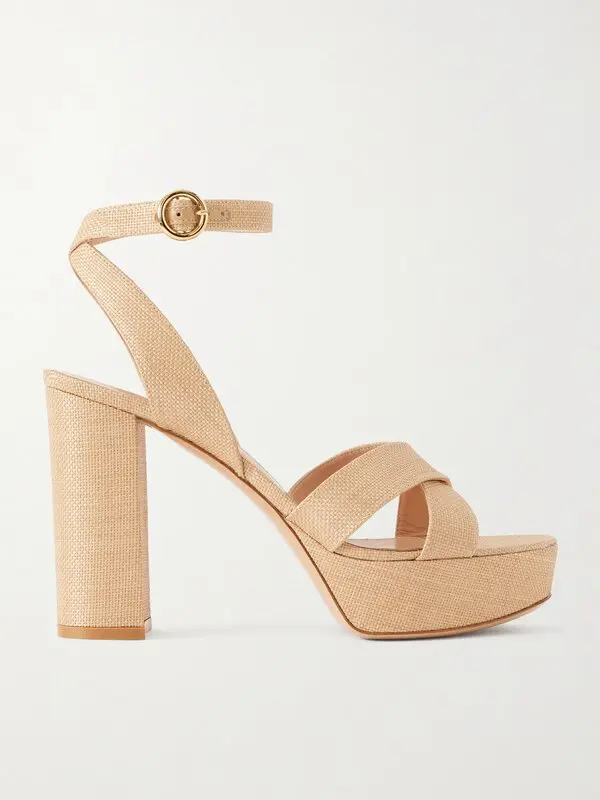 GIANVITO ROSSI Sabrina Haiti 70 Raffia Platform Sandals - Neutrals