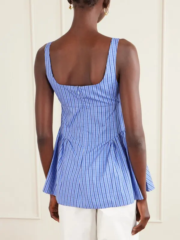 Faithfull The Brand Marcella Gathered Checked Cotton-poplin Top