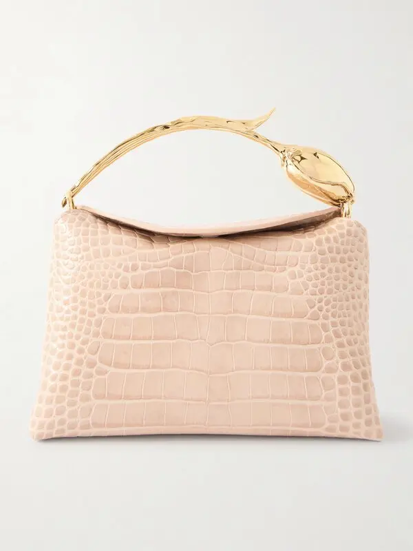 Erdem Bloom Croc-effect Leather Shoulder Bag - Pink