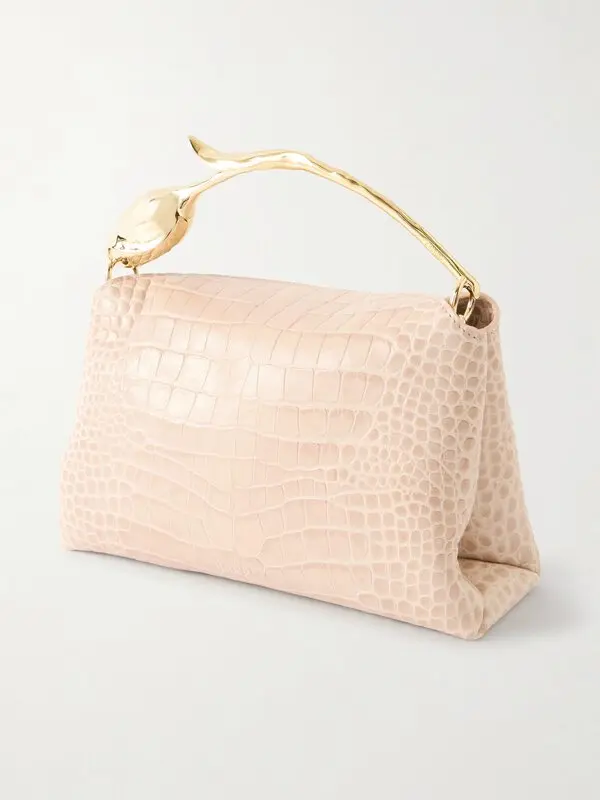 Erdem Bloom Croc-effect Leather Shoulder Bag - Pink