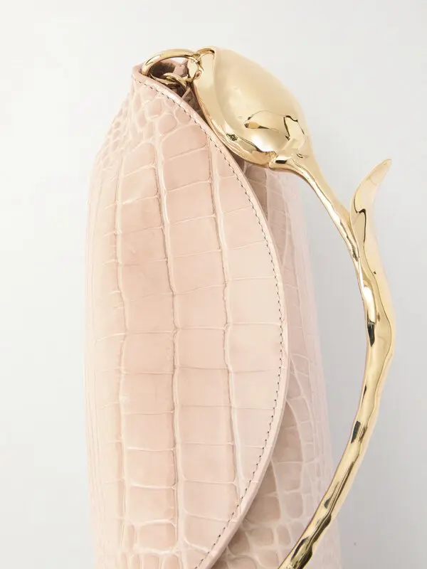 Erdem Bloom Croc-effect Leather Shoulder Bag - Pink