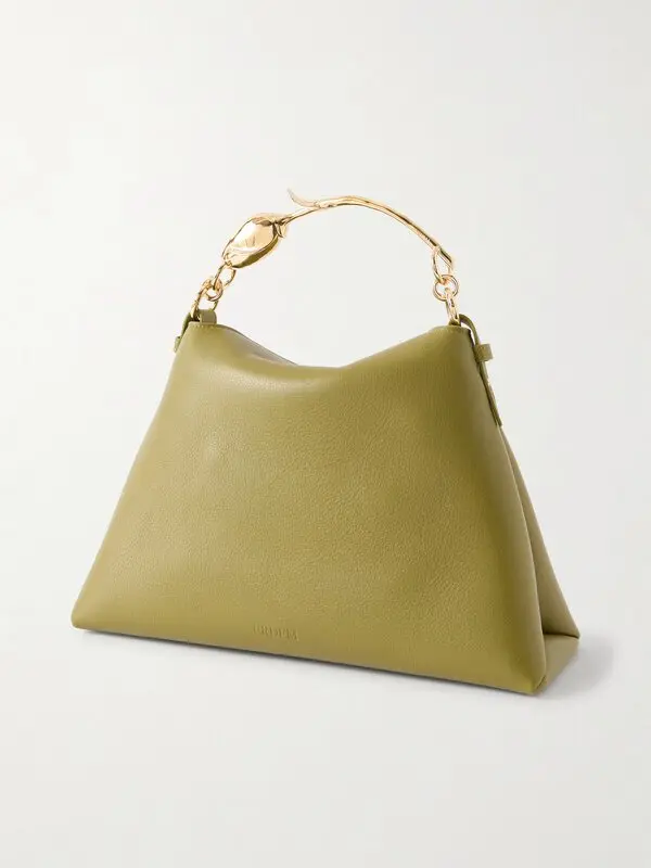 Erdem Bloom Large Embellished Textured-leather Shoulder Bag - Green