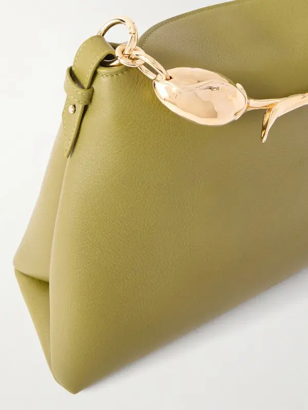 Erdem Bloom Large Embellished Textured-leather Shoulder Bag - Green
