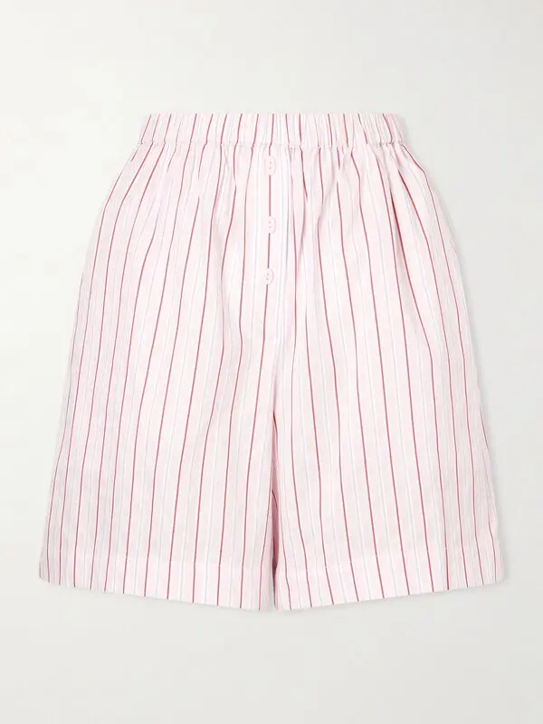 Faithfull The Brand Angelo Striped Cotton-poplin Shorts - Pink