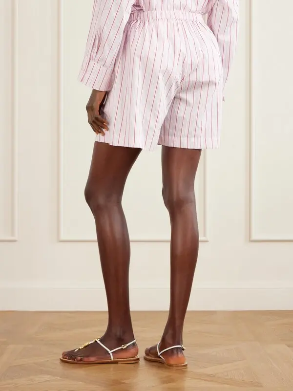 Faithfull The Brand Angelo Striped Cotton-poplin Shorts - Pink