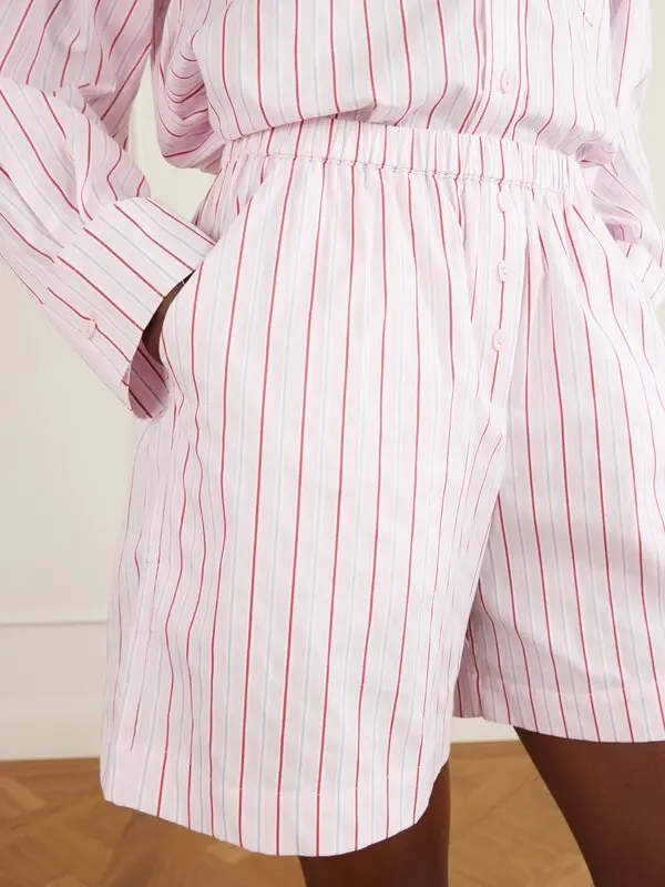 Faithfull The Brand Angelo Striped Cotton-poplin Shorts - Pink